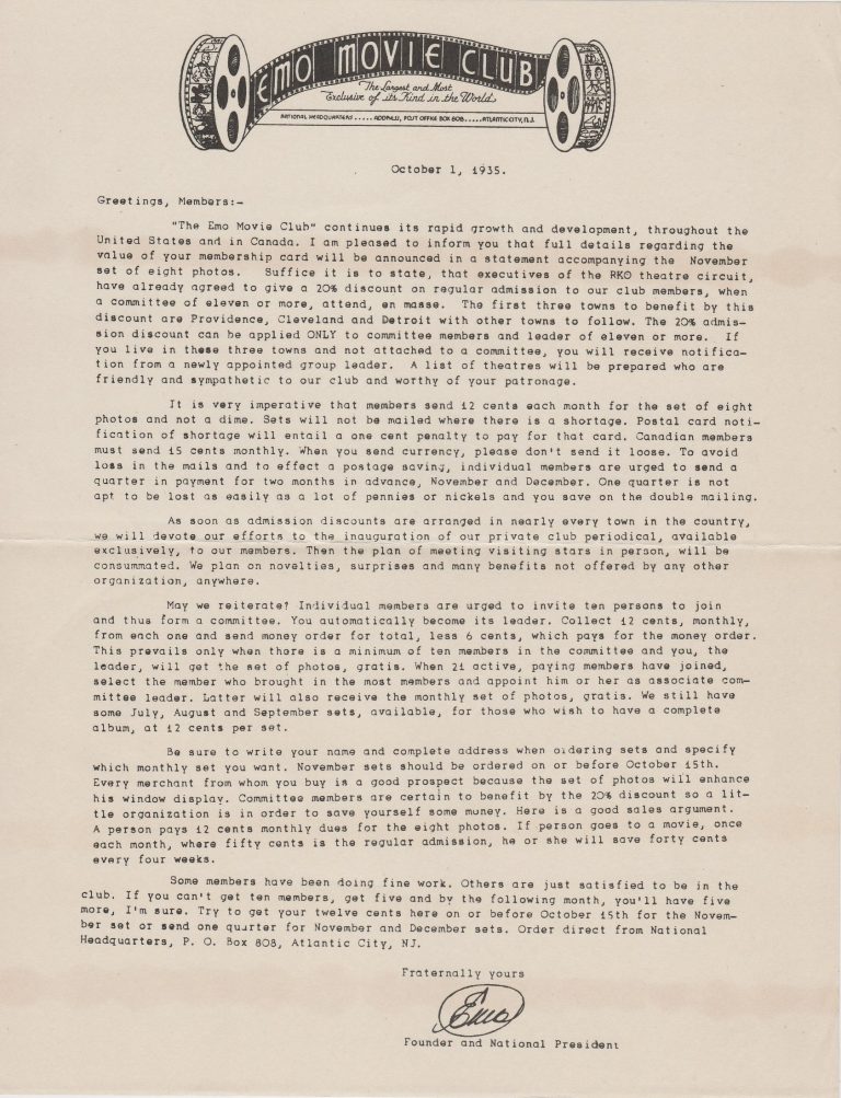 Revisiting the EMO Movie Club, 1935-38 — Immortal Ephemera